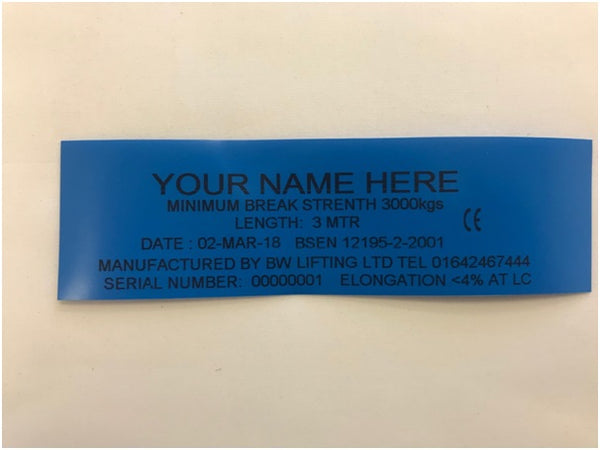 Labels and Webbing - B & W Lifting