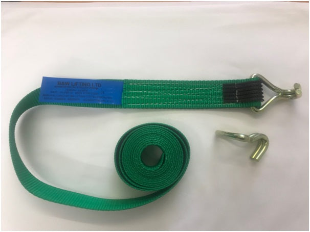 Webbing Long End c/w Claw Hook with Safety Catch - B & W Lifting